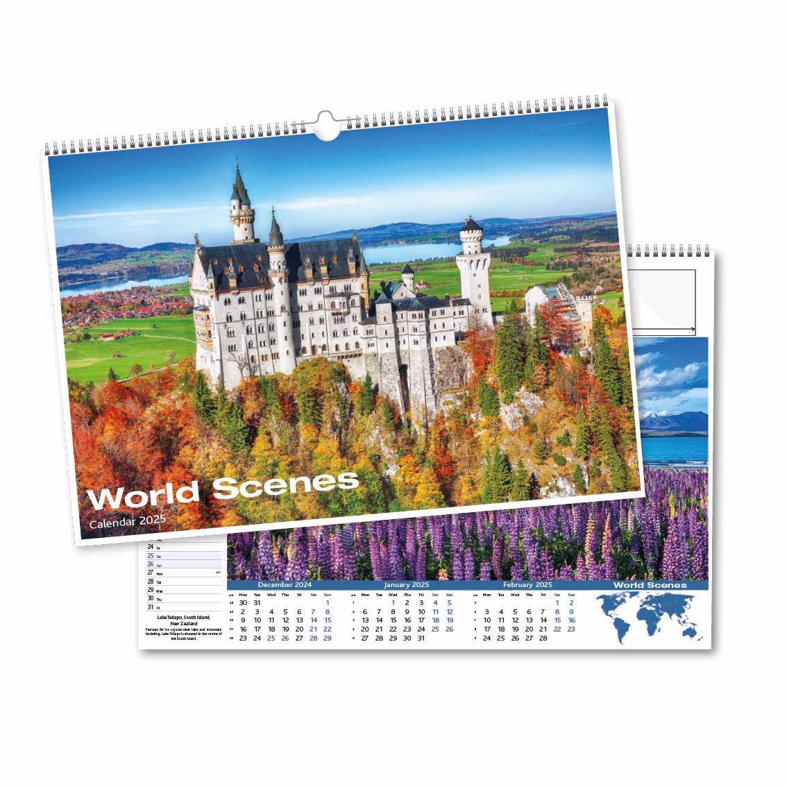 World Scenes A4 DiGi Wall Calendar 2025 - Think Promote
