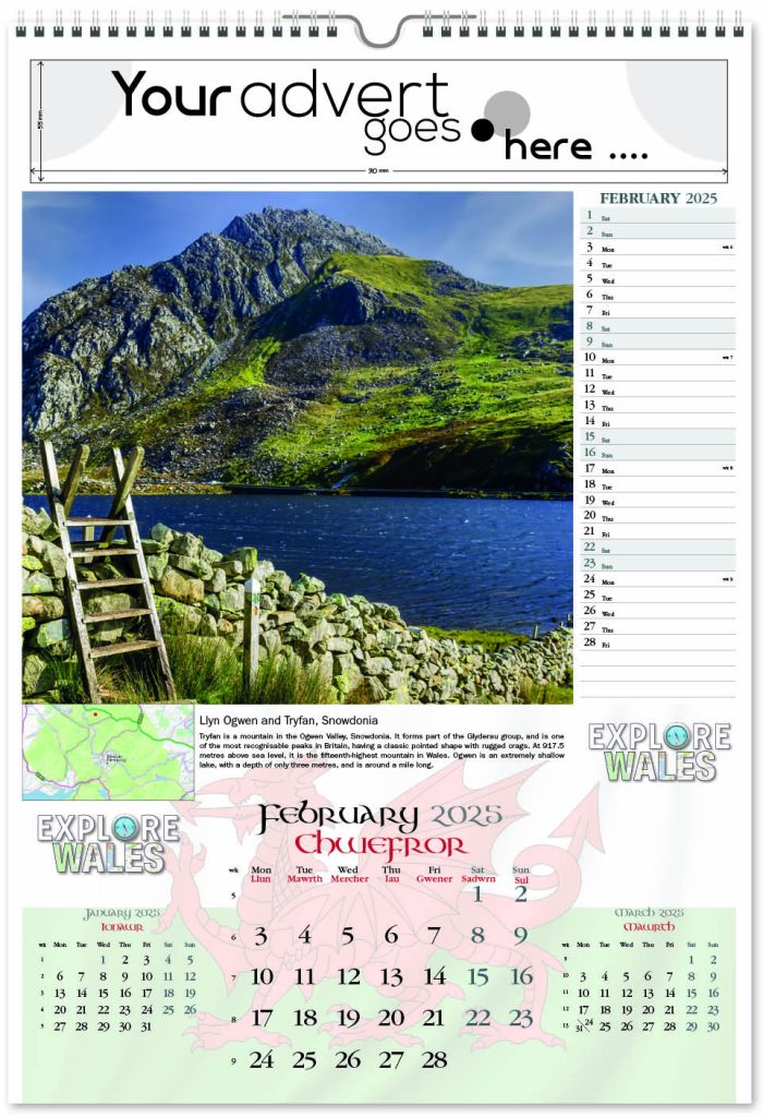 Explore Wales Wall Calendar 2025 - Think Promote