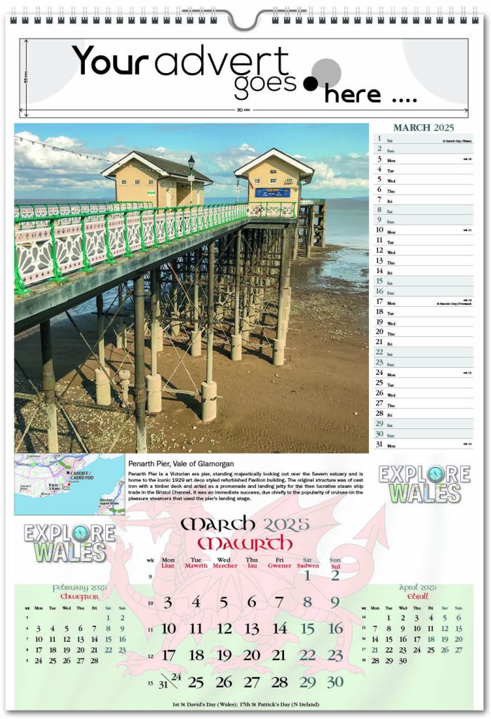 Explore Wales Wall Calendar 2025 - Think Promote