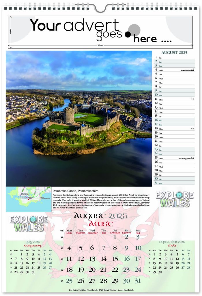 Explore Wales Wall Calendar 2025 - Think Promote