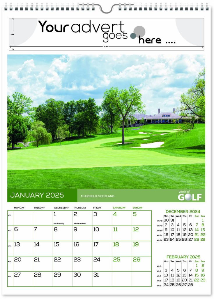 World of Golf Wall Calendar 2025 - Think Promote