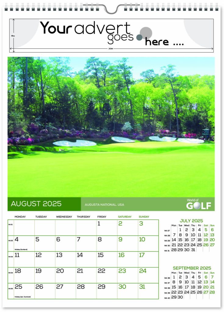 World of Golf Wall Calendar 2025 - Think Promote