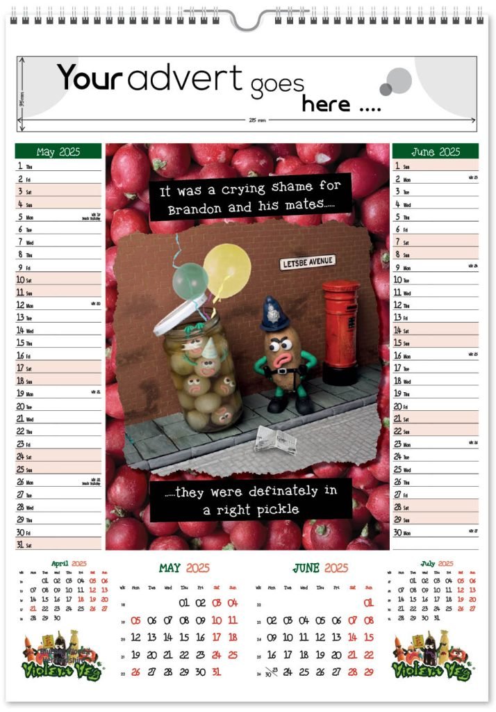 Violent Veg 6 Leaf Mini Memo Calendar 2025 - Think Promote