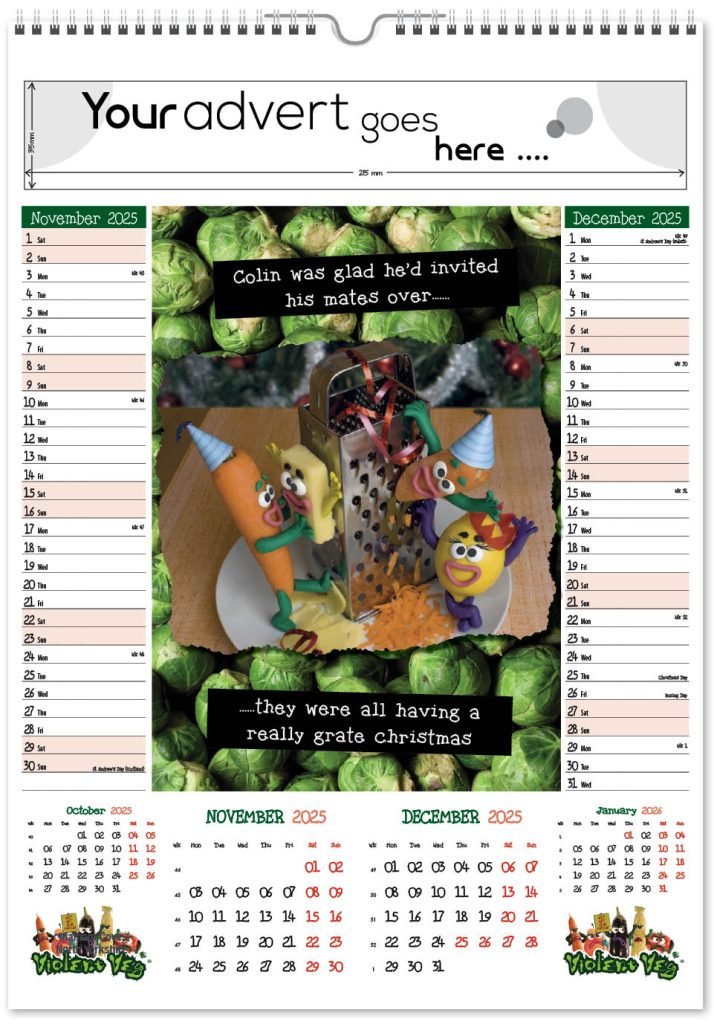 Violent Veg 6 Leaf Mini Memo Calendar 2025 - Think Promote