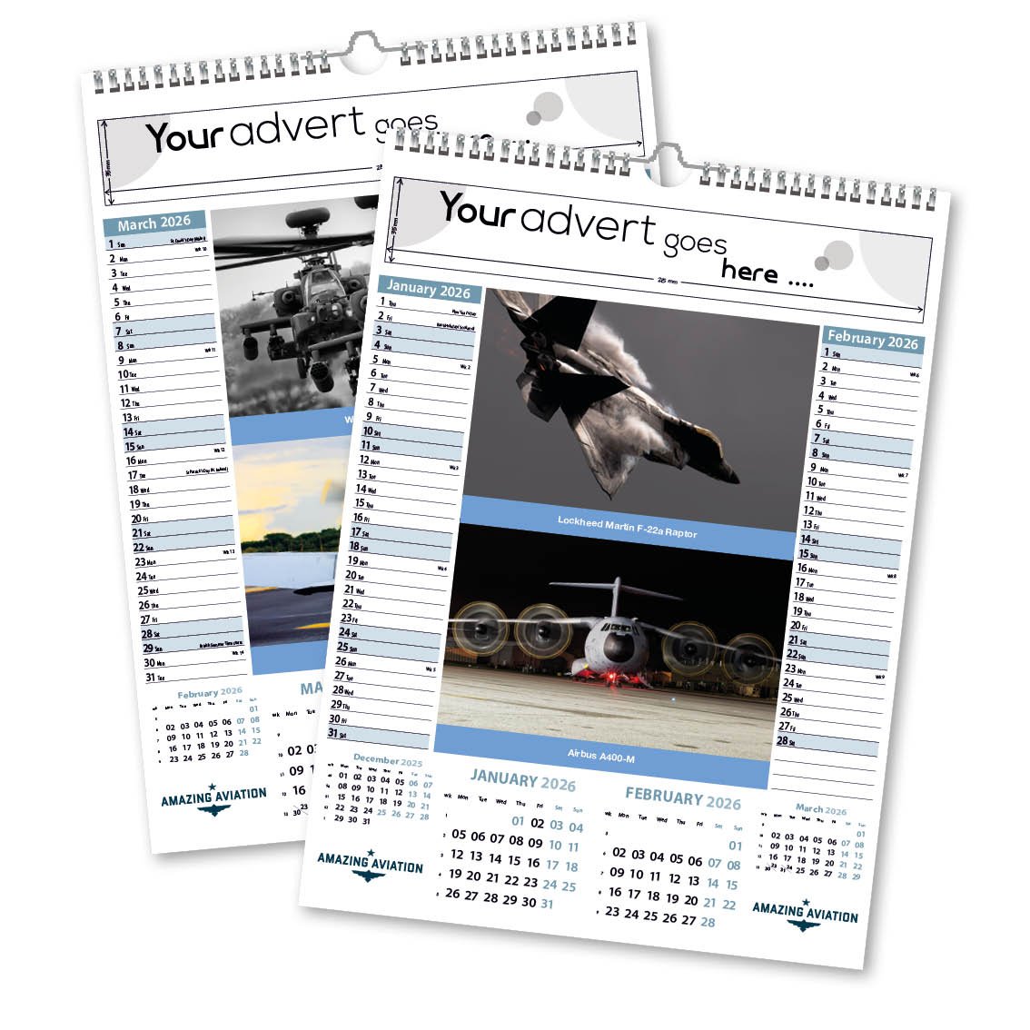 Amazing Aviation 6 Leaf Mini Memo Calendar 2026 - Think Promote